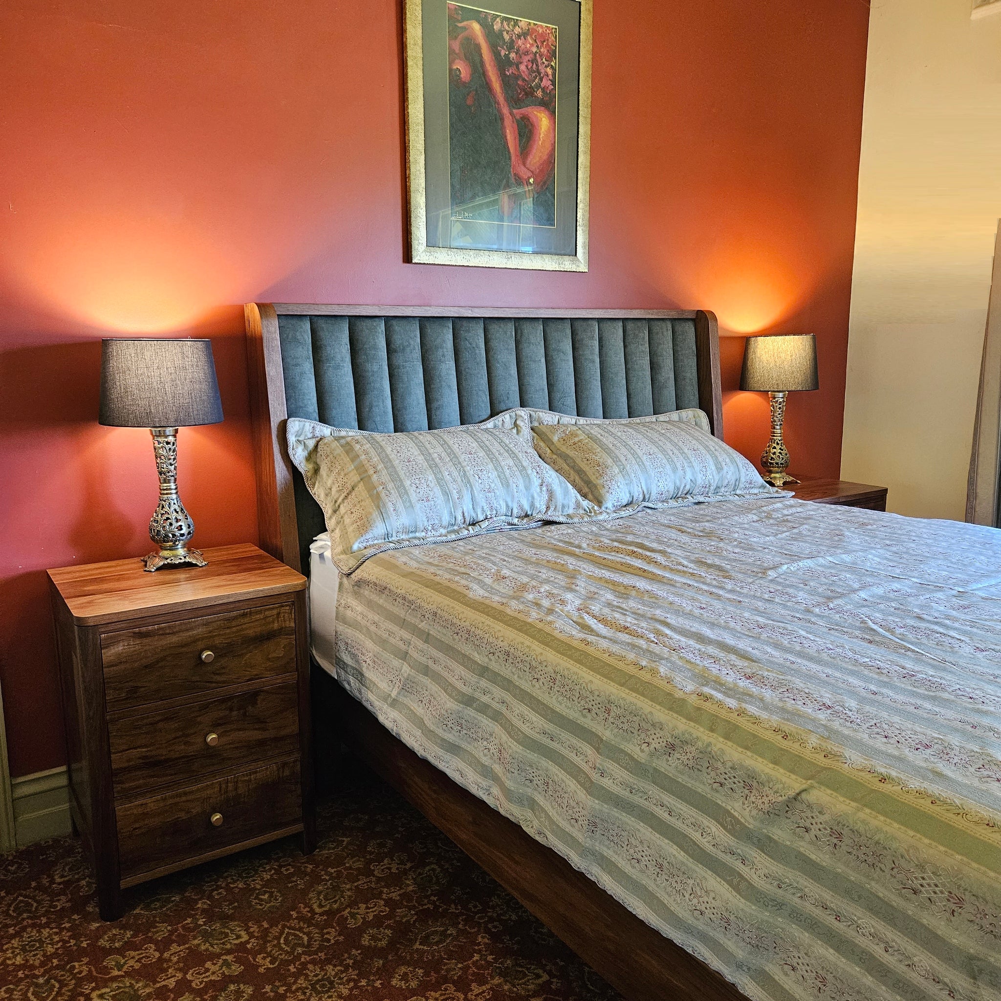 Tall solid timber bedhead in Australian hardwood available now ...